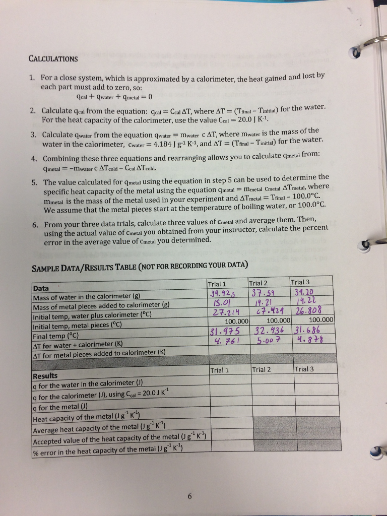 Solved CALCULATIONS For a close system, which is | Chegg.com