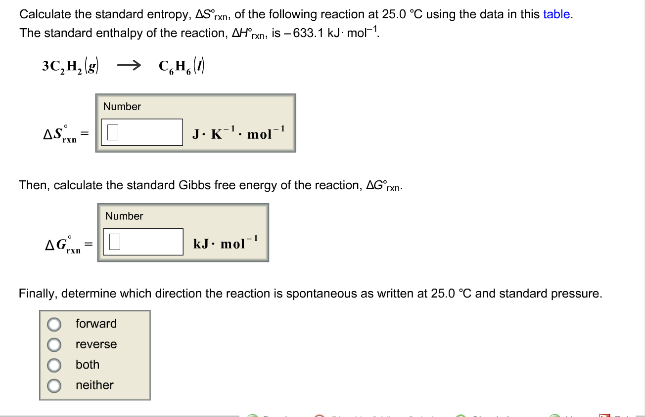 Solved Calculate the standard entropy, Delta S degree rxn, | Chegg.com
