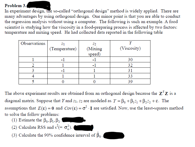Solved In experiment design, the so-called "orthogonal | Chegg.com