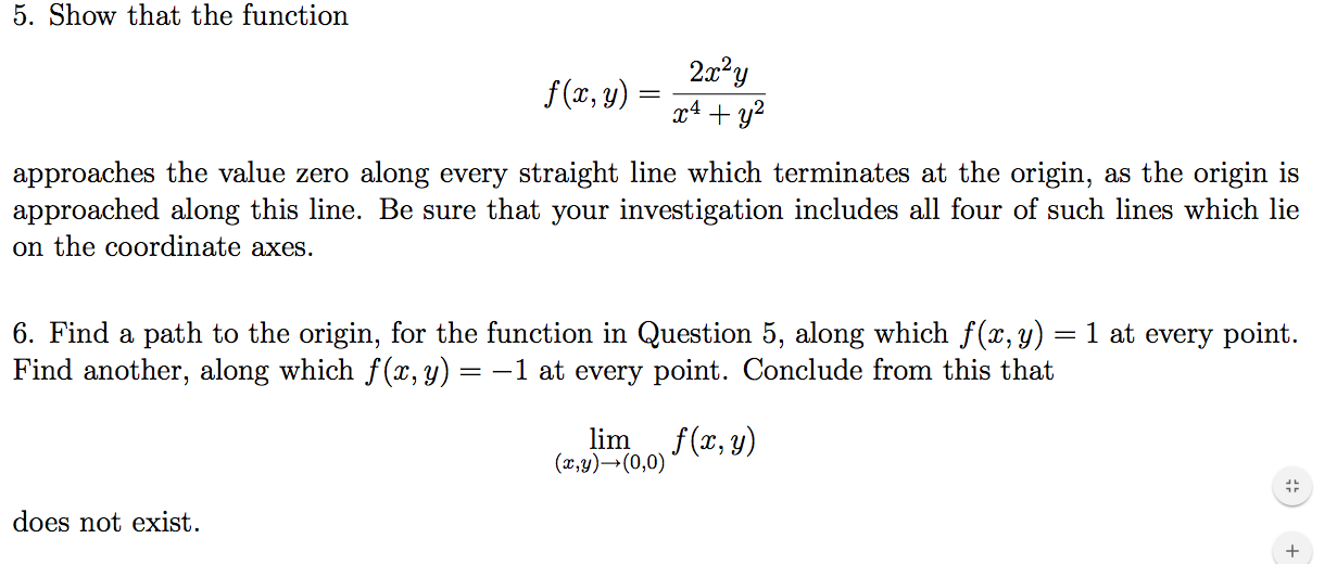 Solved 5. Show that the function approaches the value zero | Chegg.com