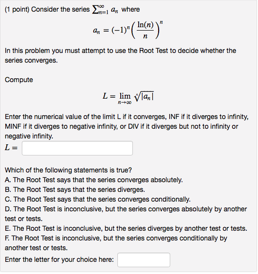 Solved (1 point) Consider the series1 a, where In this | Chegg.com