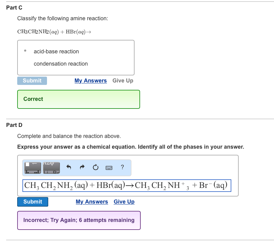Solved Exercise 21.87 Classify each amine reaction as | Chegg.com