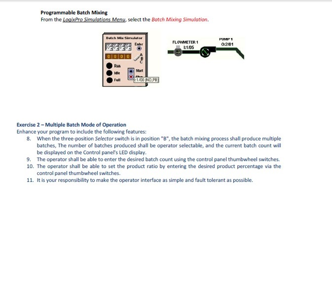 Programmable Batch Mixing from the LogixPro | Chegg.com