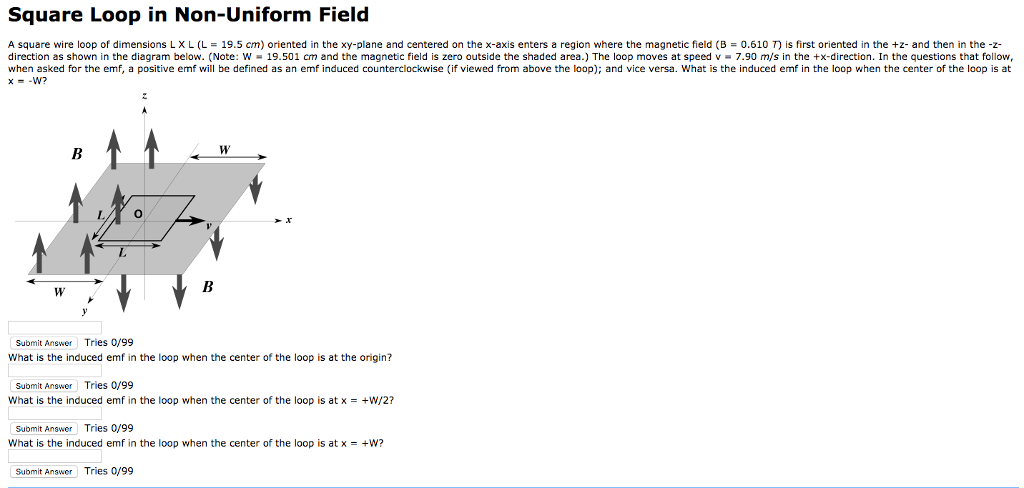 Solved Square Loop in Non-Uniform Field A square wire oop of | Chegg.com