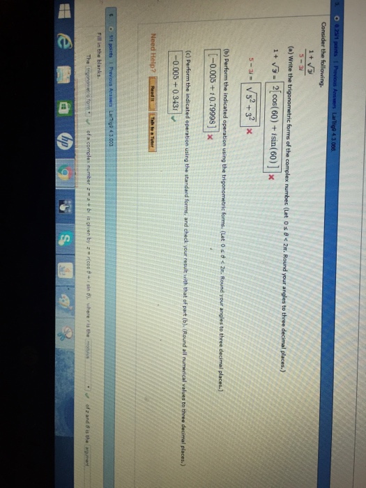 Solved Considerer the following 1 + squareroot 3^i/5 - 3i | Chegg.com