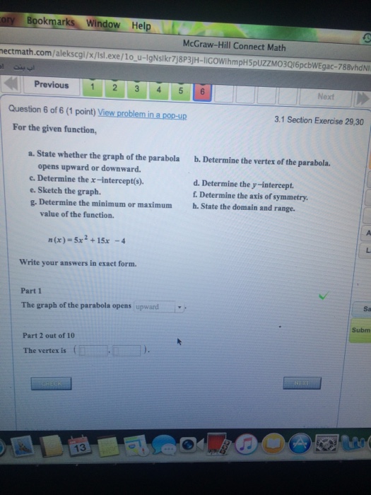 Solved For the given function, State whether the graph of | Chegg.com