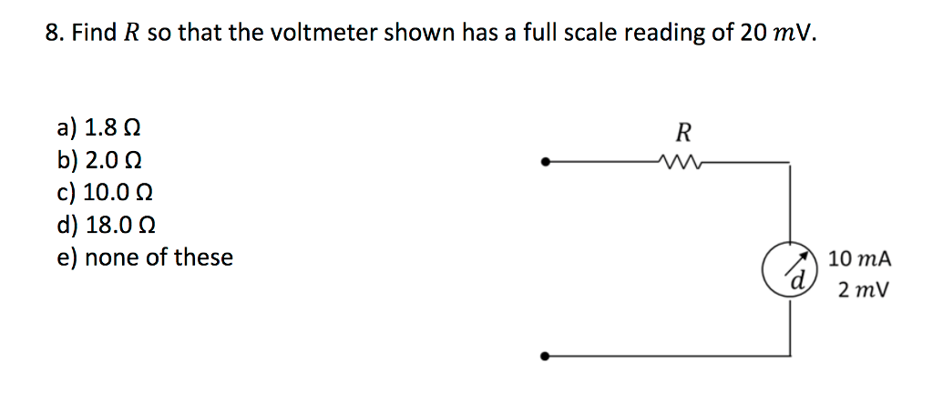 Solved Find R so that the voltmeter shown has a full scale | Chegg.com
