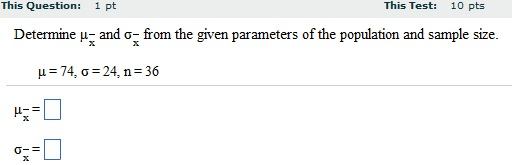 Solved Determine u(x-bar) and sigma(x-bar) from the given | Chegg.com