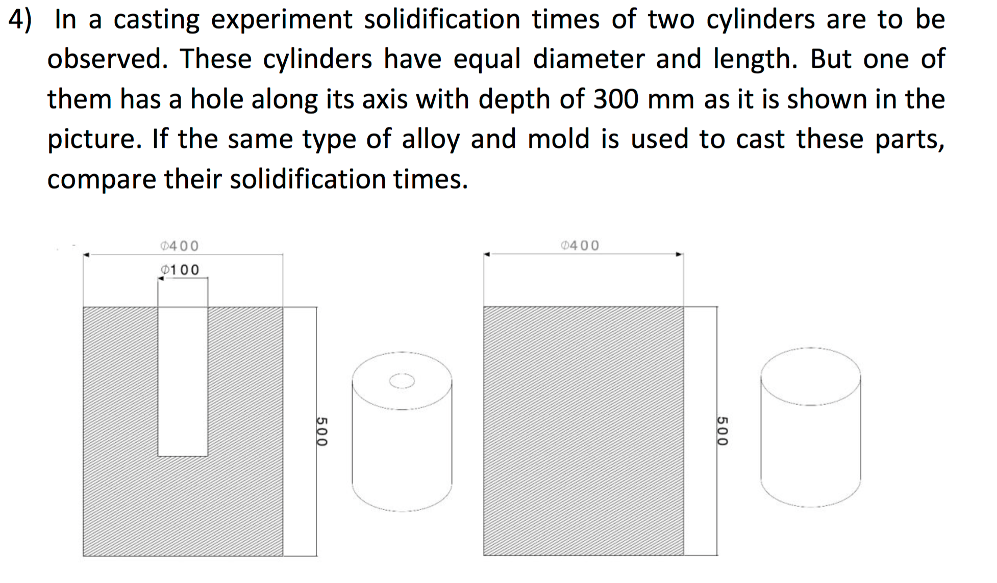Solved In a casting experiment solidification times of two | Chegg.com