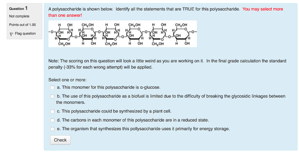 Solved A polysaccharide is shown below. Identify all the | Chegg.com