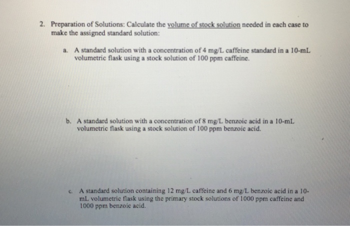Solved Preparation of Solutions: Calculate the volume of | Chegg.com