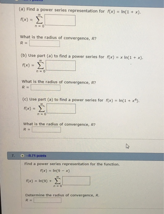 Solved Find a power series representation for f(x) = ln(1 + | Chegg.com