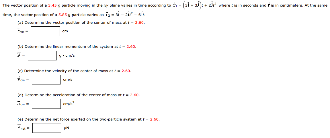 Solved The vector position of a 3.45 g particle moving in | Chegg.com