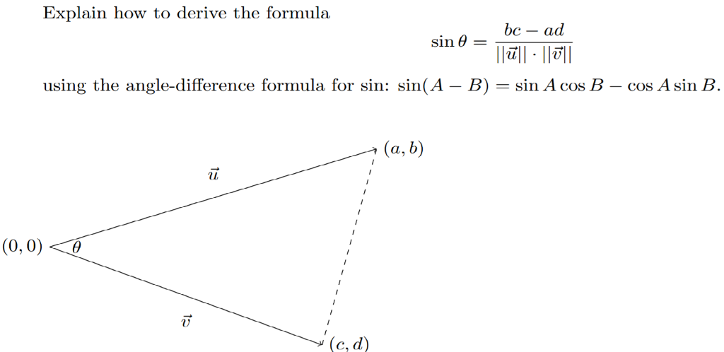 Solved Explain how to derive the formula sin theta = bc - | Chegg.com