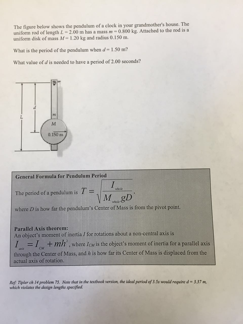 Solved The figure below shows the pendulum of a clock in | Chegg.com