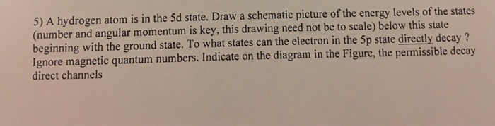 Solved A hydrogen atom is in the 5d state. Draw a schematic | Chegg.com