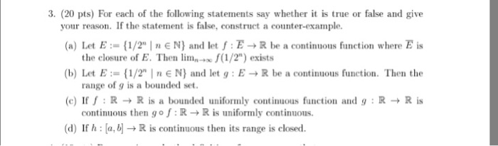 Solved For each of the following statements say whether it | Chegg.com