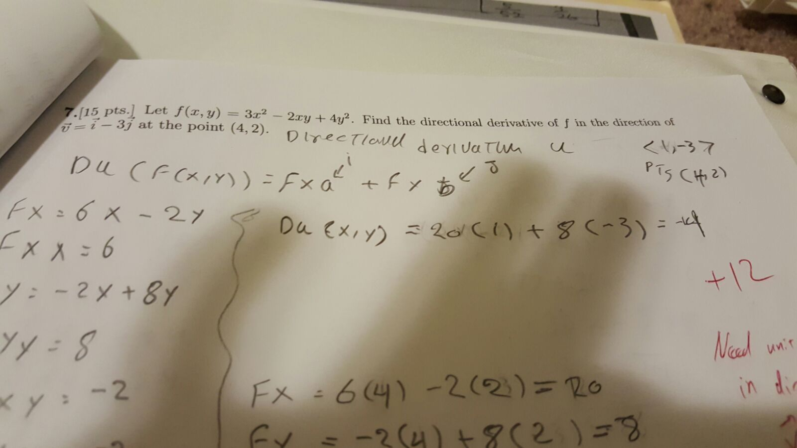 Solved Let f(x,y) = 3x2 ? 2xy + 4y2. Find the directional | Chegg.com