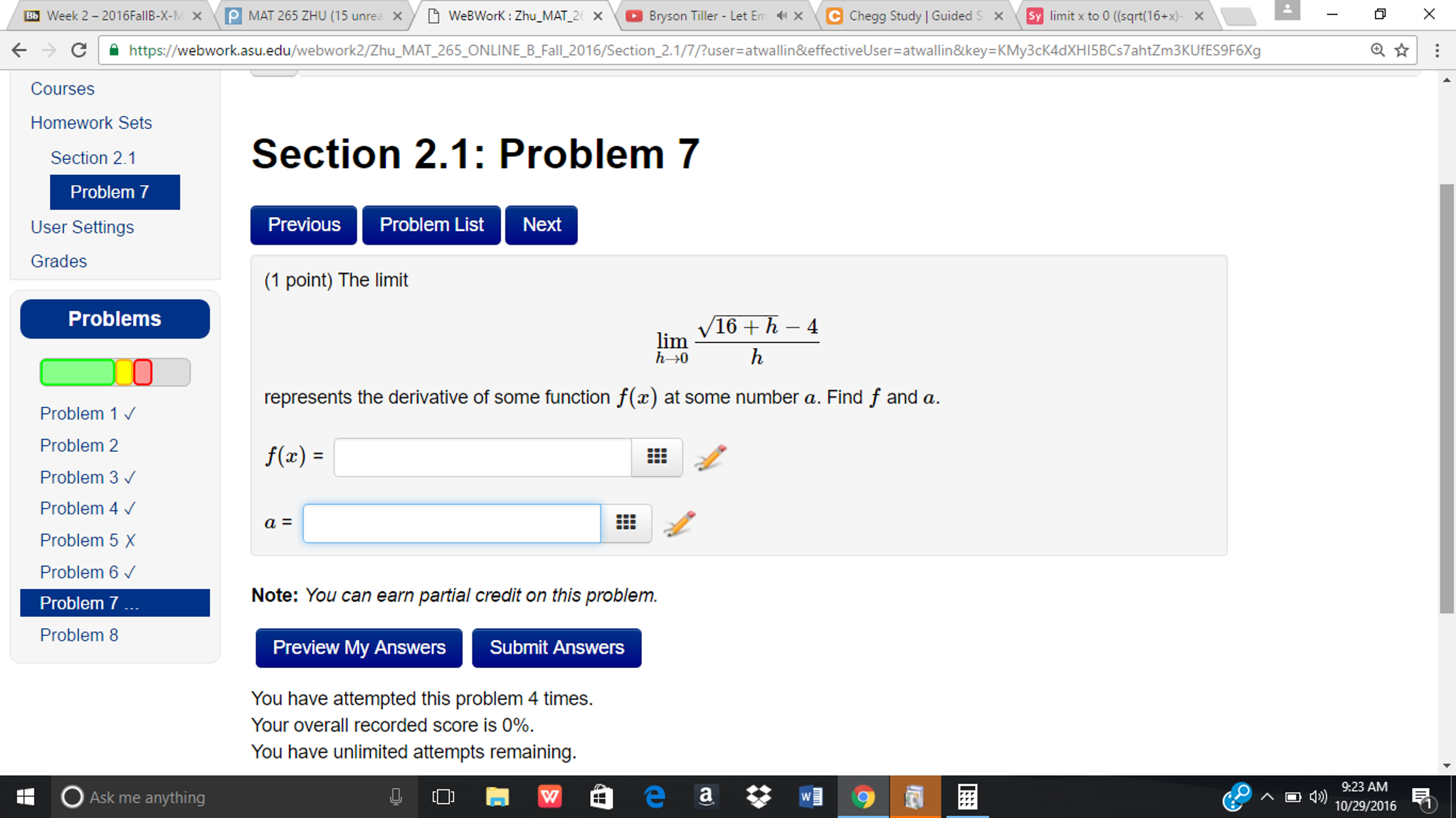 Solved ㅮ Week 2-2016FallBX-l × MAT 265 ZHU 15 unre: × D | Chegg.com