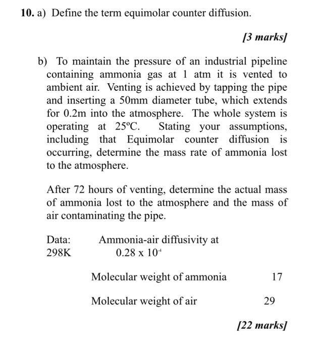 Solved Define the term equimolar counter diffusion. To | Chegg.com