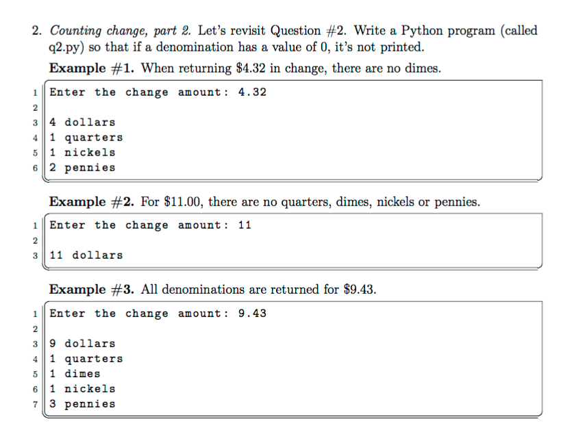 Solved 2. Counting change, part 2. Let's revisit Question | Chegg.com