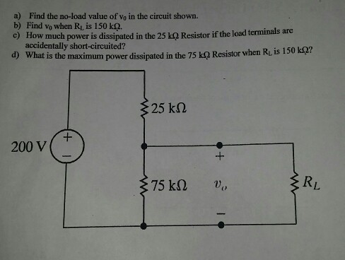 Solved a) Find the no-load value of vo in the circuit shown. | Chegg.com