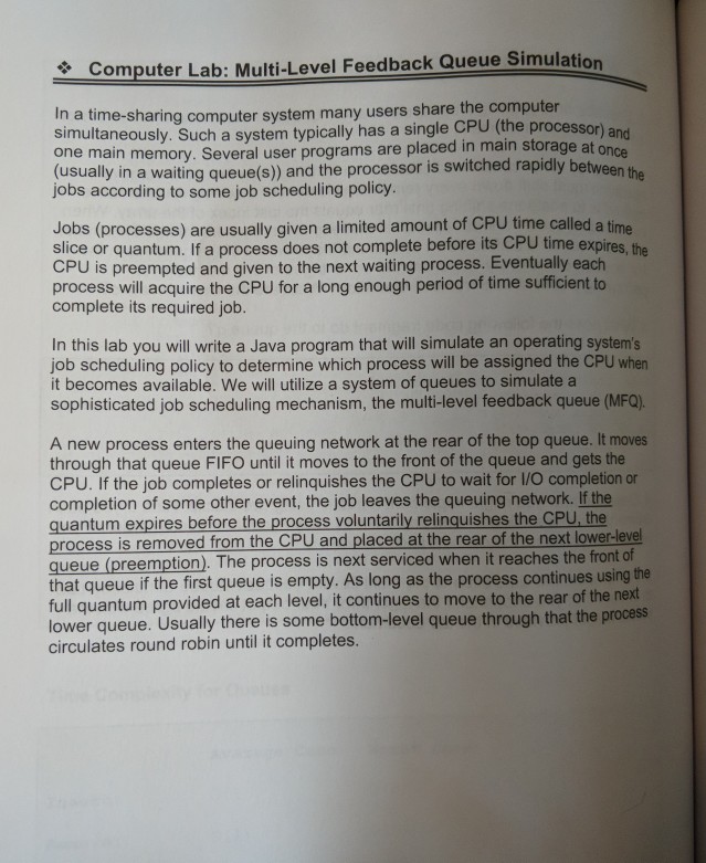 omputer Lab: Multi-Level Feedback Queue Simulation a | Chegg.com