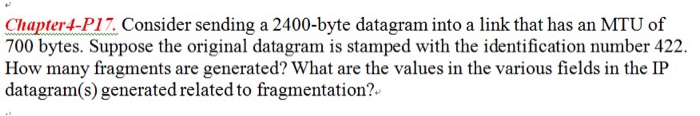 Solved Consider sending a 2400-byte datagram into a link | Chegg.com