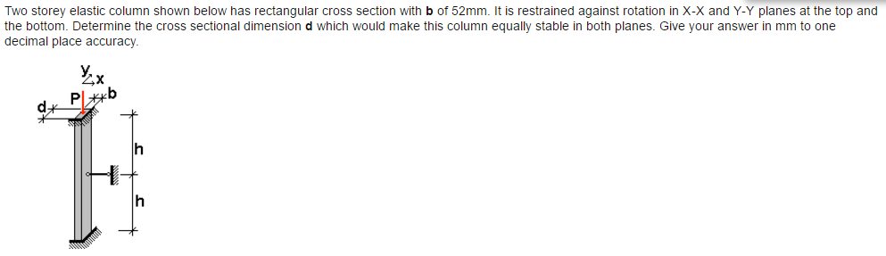 Solved Two storey elastic column shown below has rectangular | Chegg.com