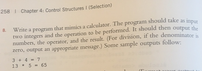 Solved Write A Program That Mimics A Calculator The Program 