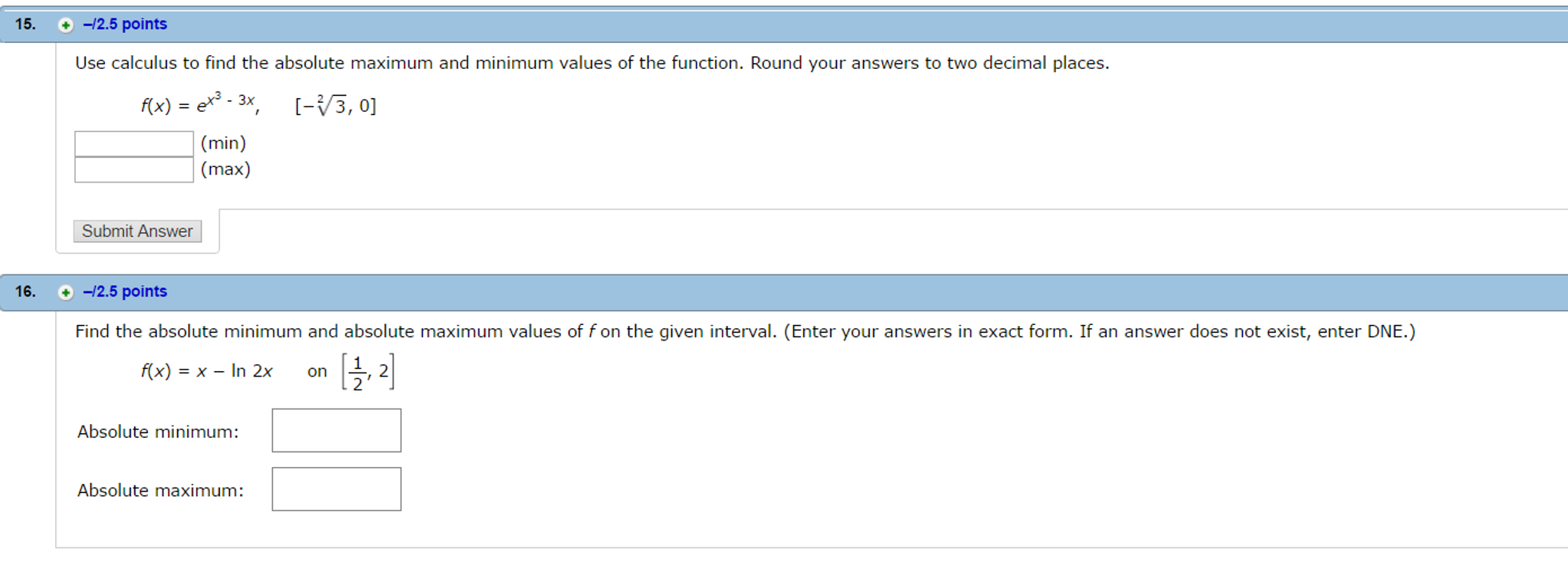 Solved Use Calculus To Find The Absolute Maximum And Minimum