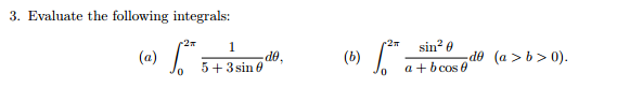 Solved Evaluate the following integrals: integral^2 pi_0 | Chegg.com