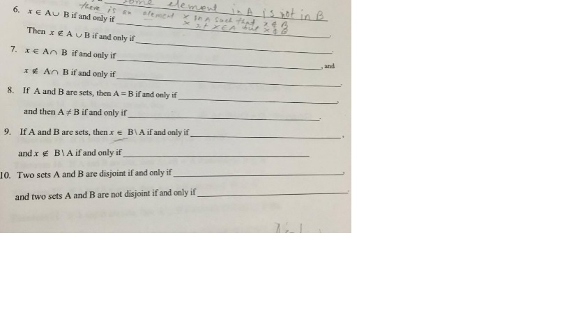 Solved 6. x E Au B if and only if Then x A u B if and only | Chegg.com