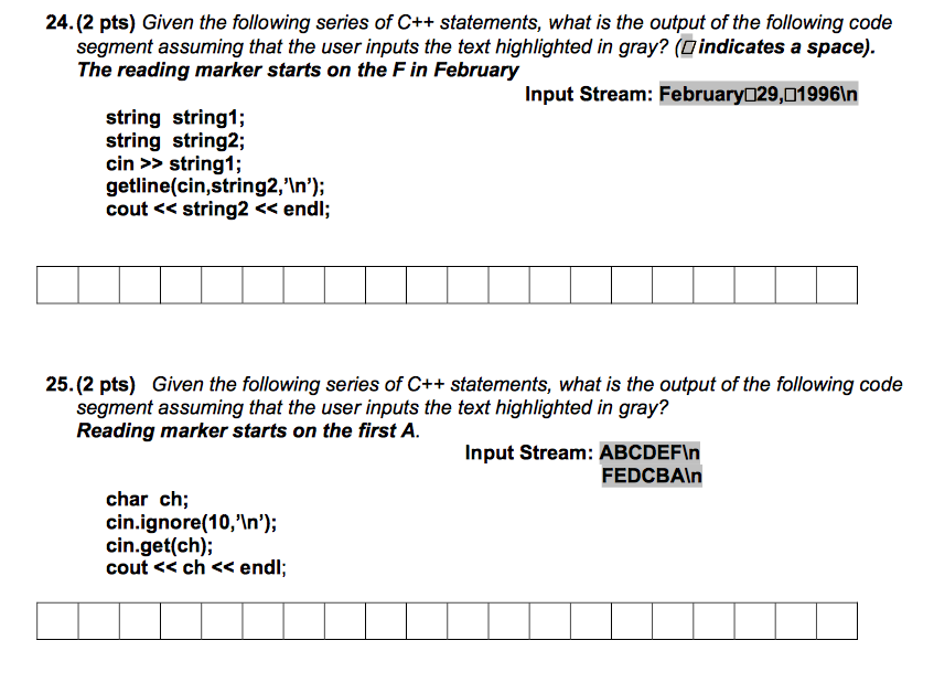 Solved 24.(2 pts) Given the following series of C++ | Chegg.com