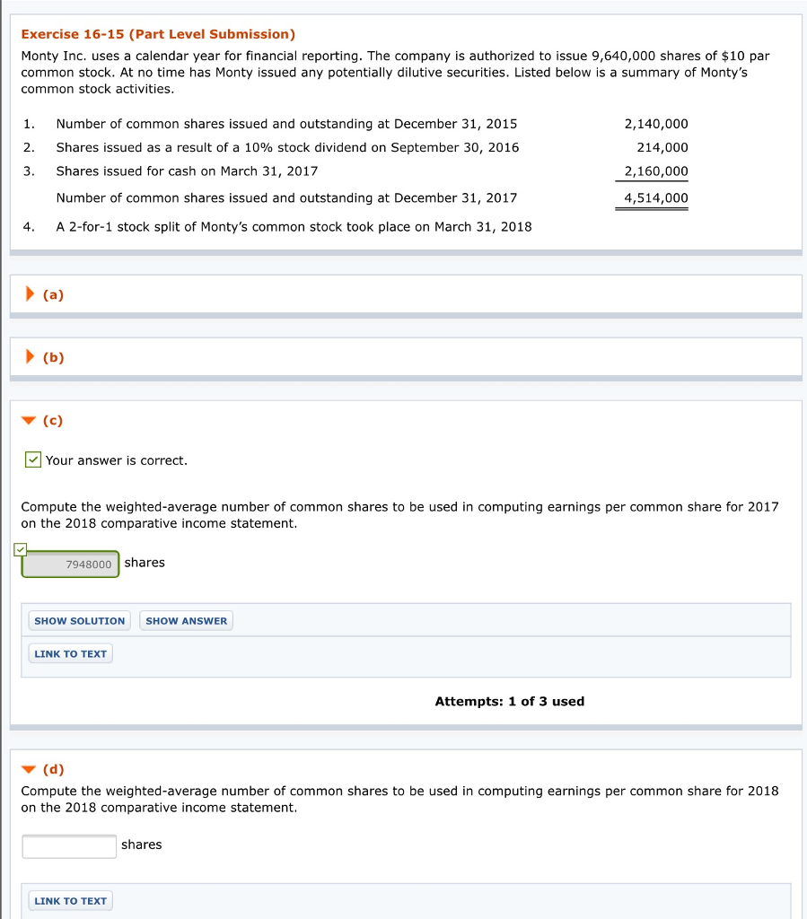 Solved Monty Inc. uses a calendar year for financial | Chegg.com