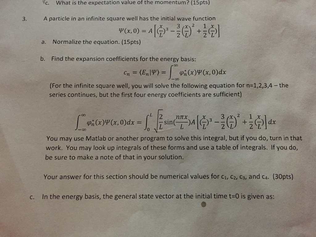 Solved A particle in an infinite square well has the initial | Chegg.com