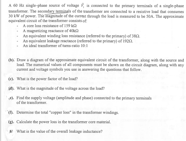 Solved A 60 Hz single-phase source of voltage V_1 is | Chegg.com