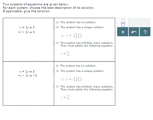 Solved Two systems of equations are given below. For each | Chegg.com