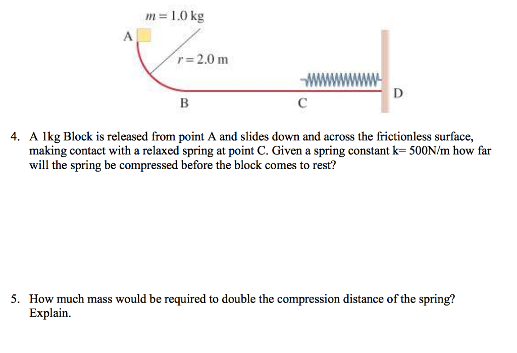 Solved A 1kg Block is released from point A and slides | Chegg.com
