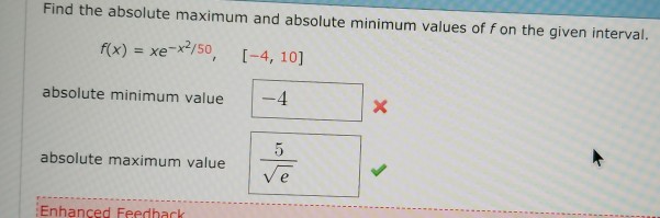 Solved Find the absolute maximum and absolute minimum values | Chegg.com