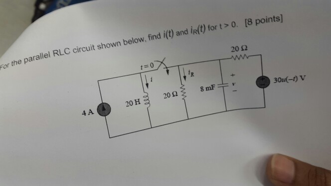 Solved For the parallel RLC circuit shown below, find i(t) | Chegg.com