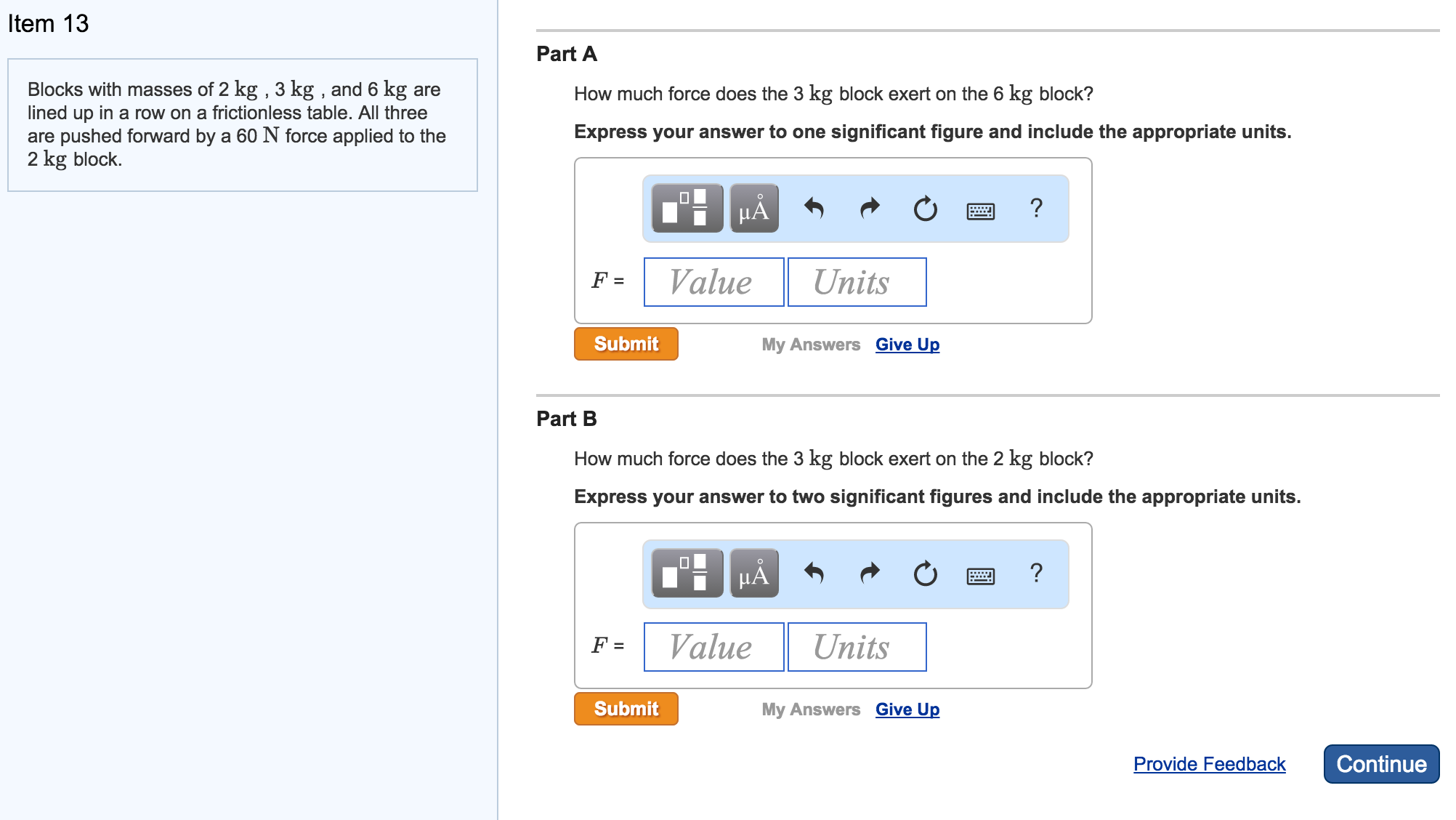 Solved Blocks with masses of 2 kg , 3 kg , and 6 kg are | Chegg.com