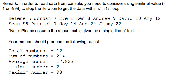 Solved Write a static method named numberStatistics that | Chegg.com