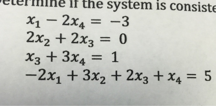 Solved Determine if the system is consistent. Do not have to | Chegg.com