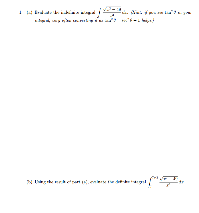 Solved Evaluate the indefinite integral integral squareroot | Chegg.com