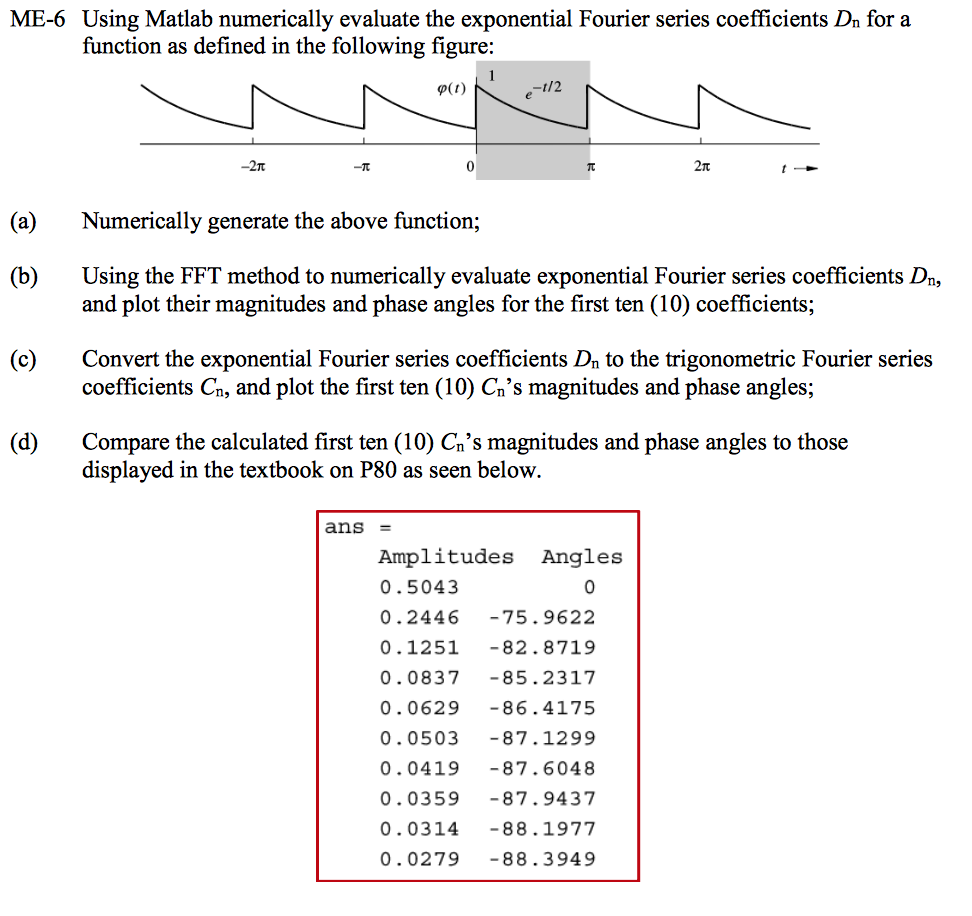 Solved ME-6 Using Matlab numerically evaluate the | Chegg.com