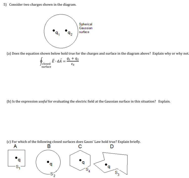 Solved 5) Consider two charges shown in the diagram | Chegg.com
