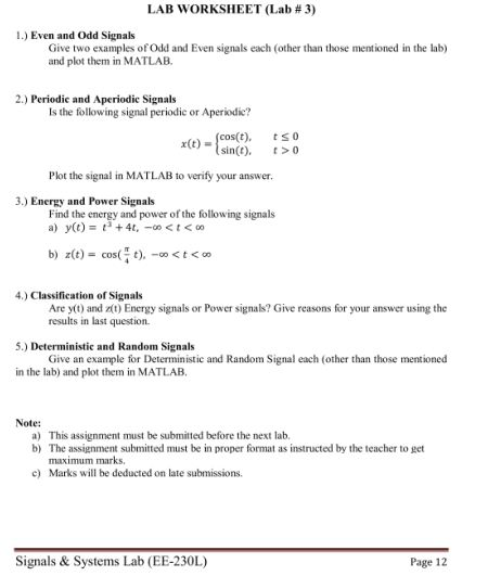 Solved LAB WORKSHEET (Lab # 3) 1.) Even and Odd Signals Give | Chegg.com