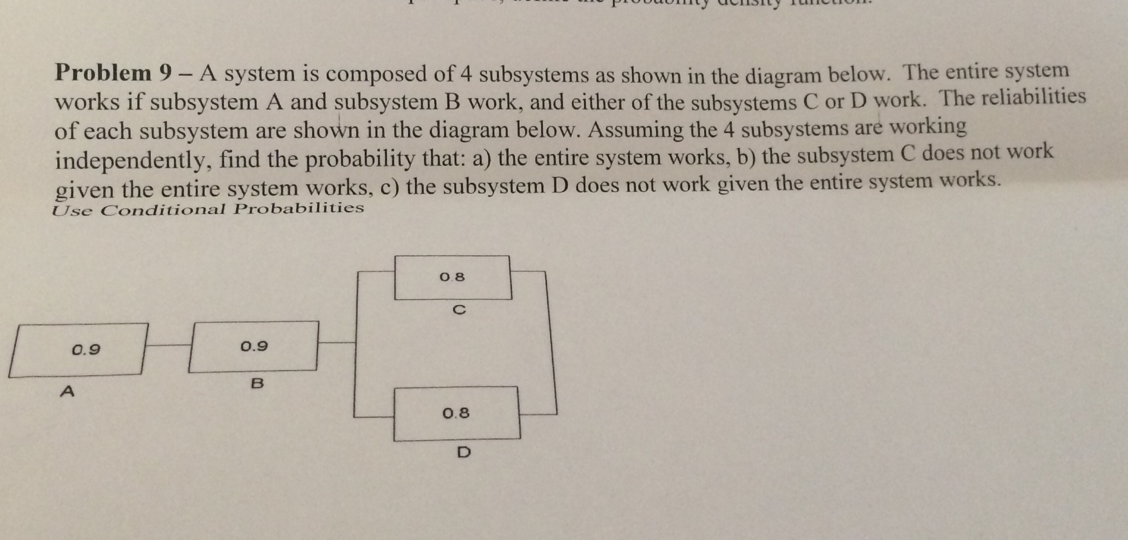 Solved A system is composed of 4 subsystems as shown in the | Chegg.com