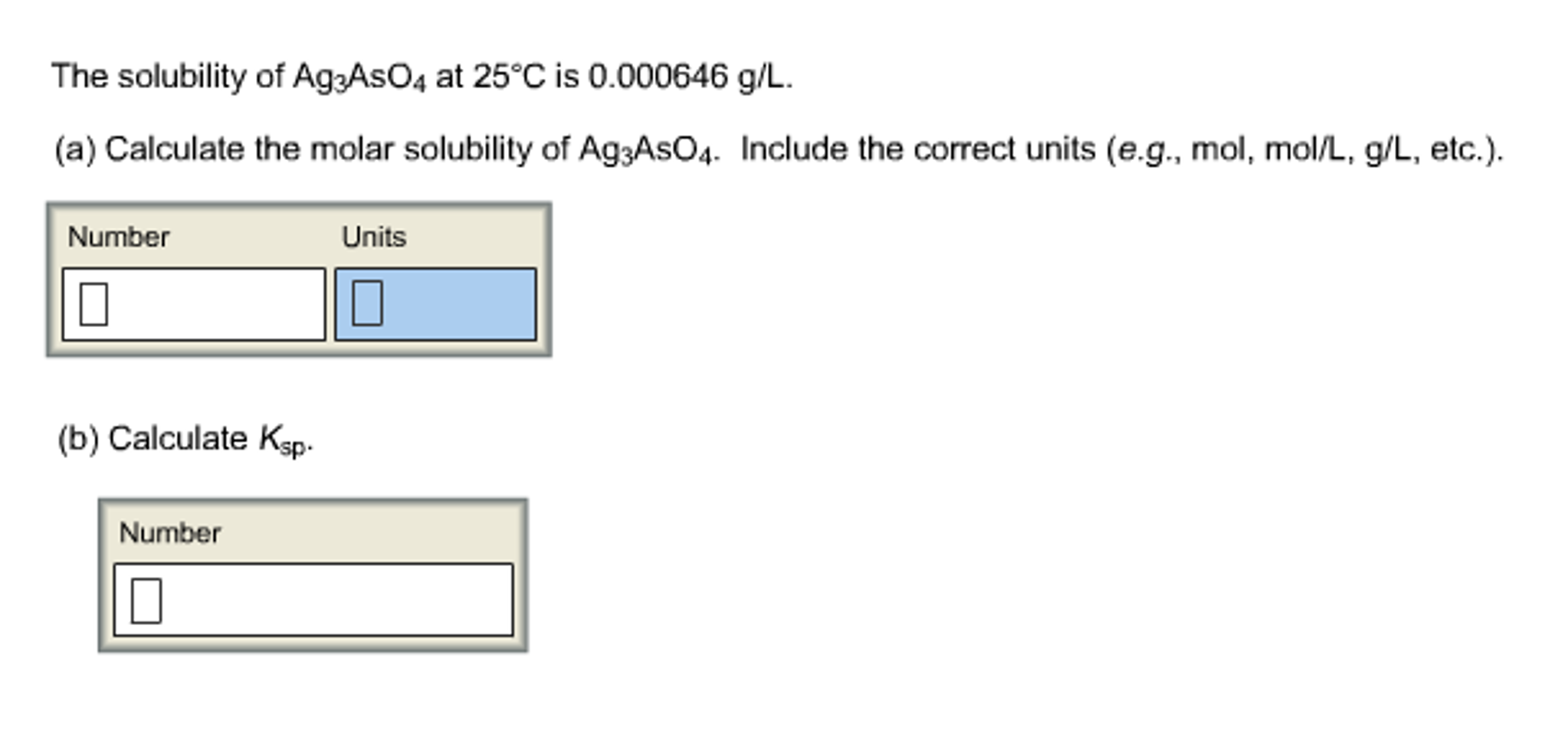 Solved The solubility of Ag_3AsO_4 at 25 degree C is | Chegg.com